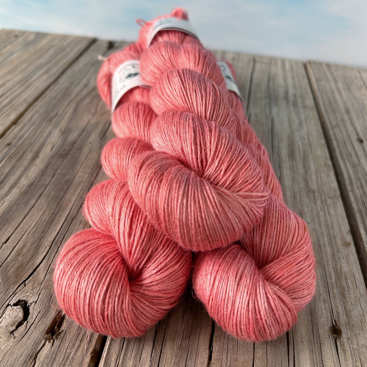 Coral Reef, Pink Orange Bamboo Linen Treasures Yarn, Fingering Weight