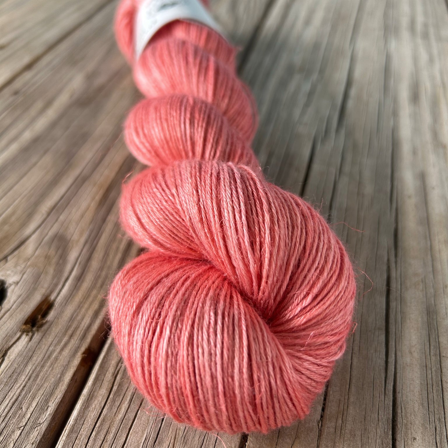 Coral Reef, Pink Orange Bamboo Linen Treasures Yarn, Fingering Weight